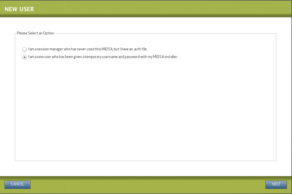 First Use: New User Setup – MIDSA